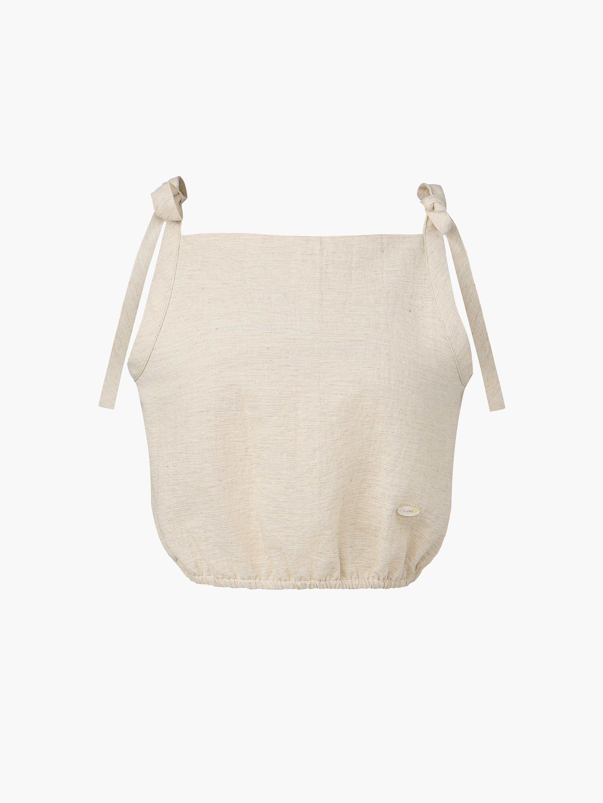 Cropped Linen Ribbon Tie Top